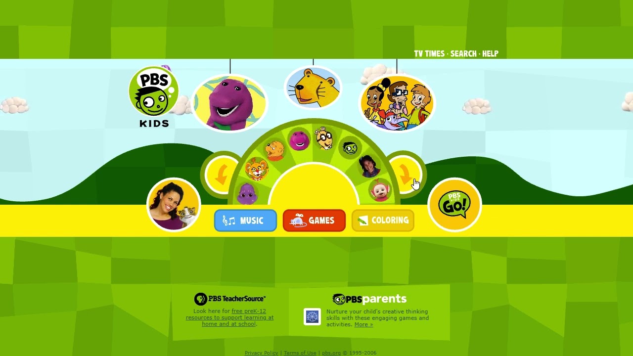 PBS Kids flash website in 2006
