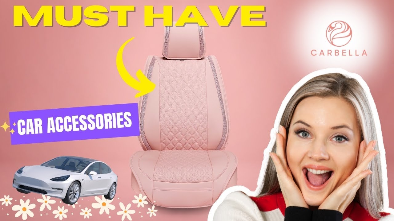 CUTE CAR ACCESSORIES | Carbella™ Luxurious Car Seat Covers w/ Crystals - Pink