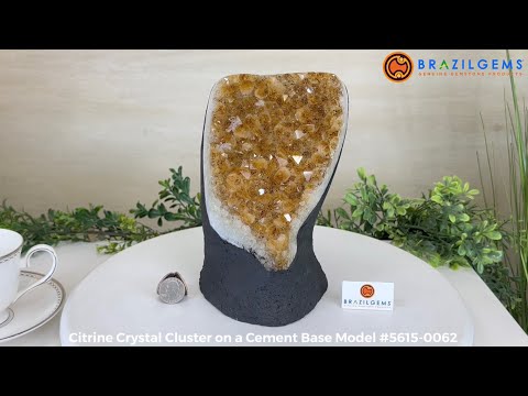 Model # 5615-0062 Citrine Crystal Cluster on a Cement Base by BrazilGems.com 🏷 FOR SALE🛍🛒Shop Now