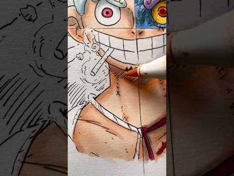Drawing Luffy Gear 5 from One Piece p4 ✨ #onepiece #art #shorts