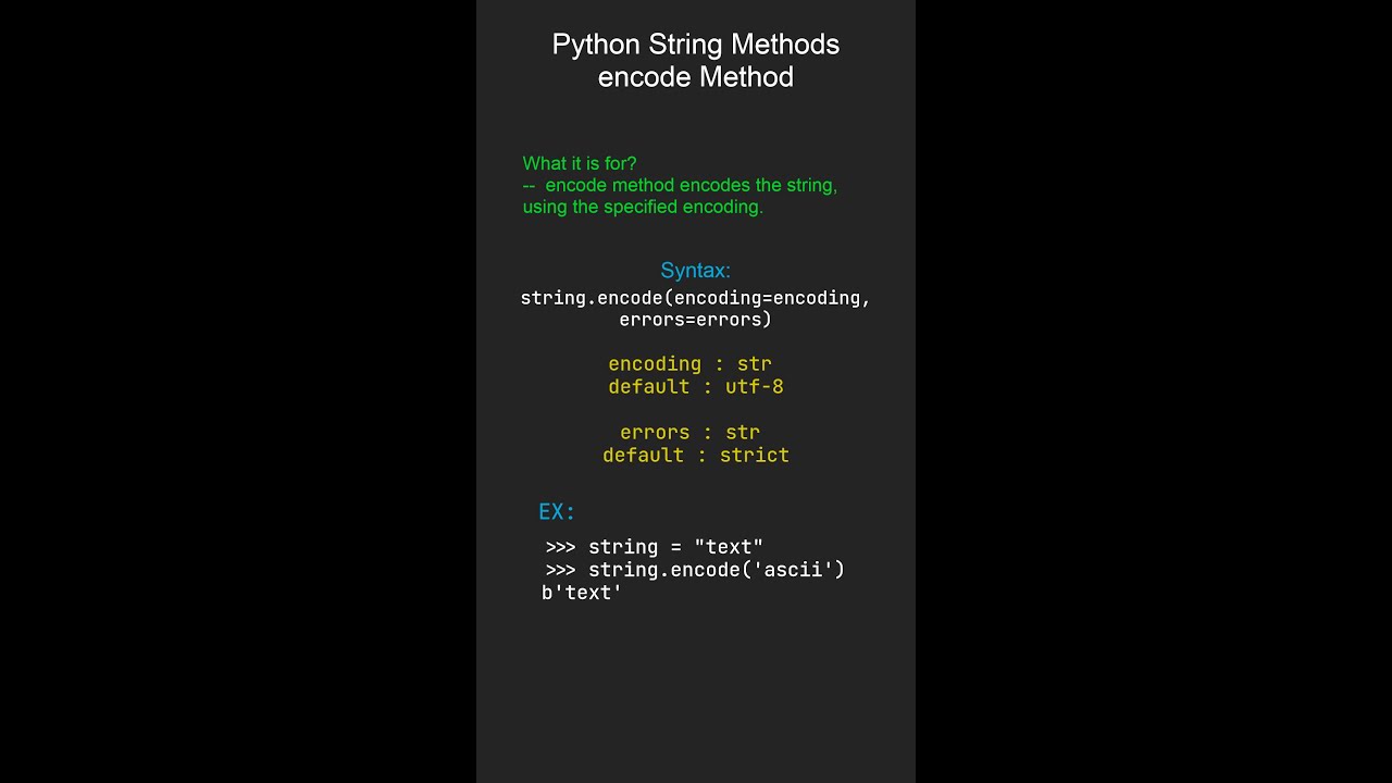 encode Method - String Methods Python