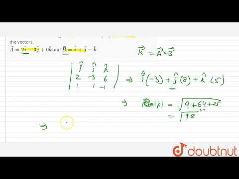Find a vector whose length is 7 and which is perpendicular to each of the vectors, vec(A) = 2 ha...