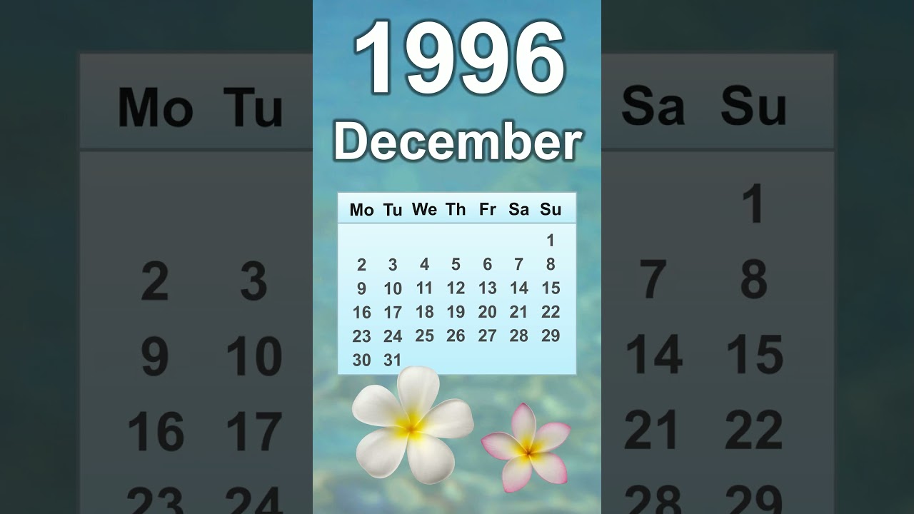 December 1996 Calendar