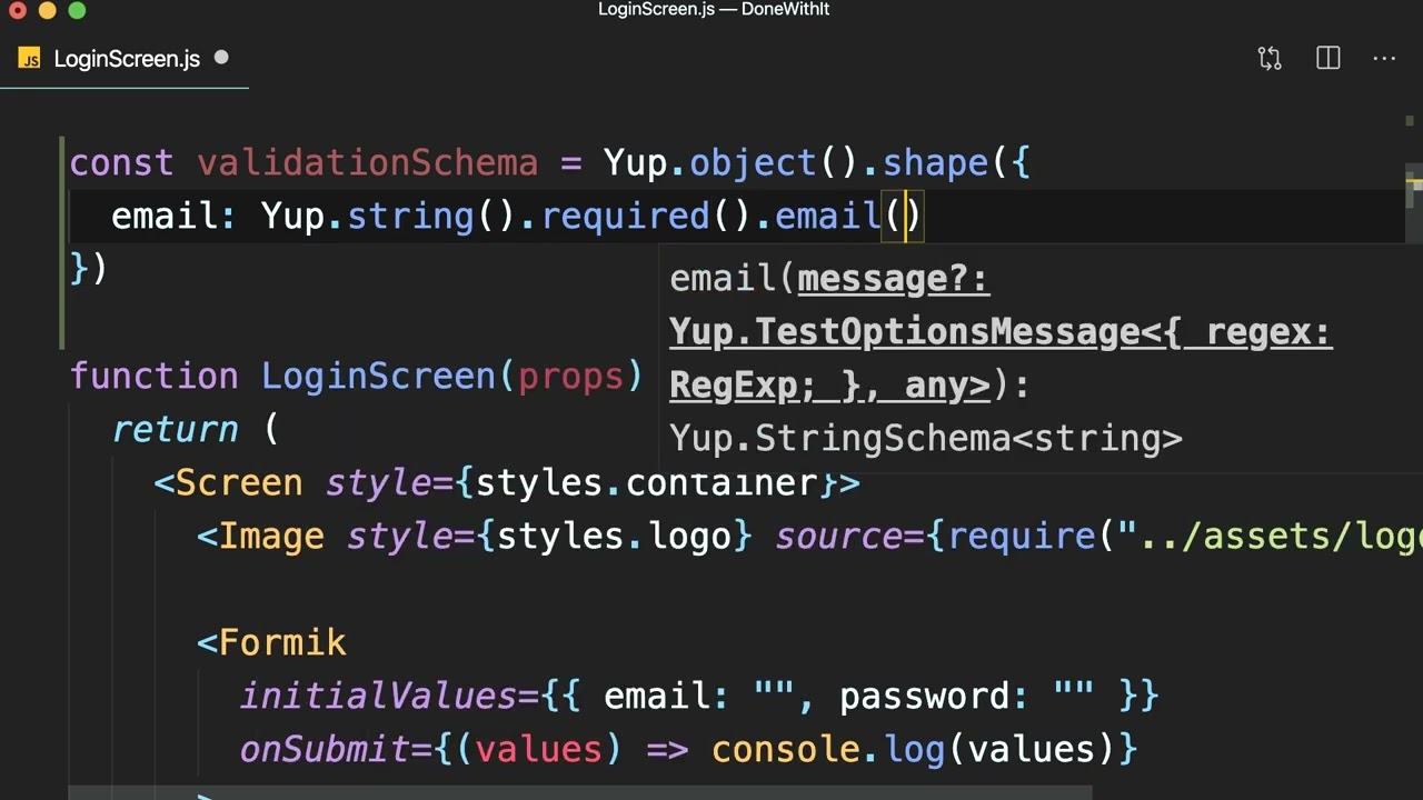 React Native | Fundamentals #76 - Form validation with yup [By Mosh Hamedani]