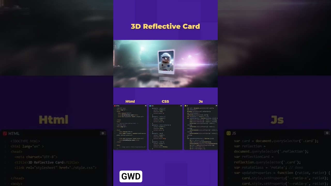 😲😲 3D Card  #coding  #frontendcourse #webdesign #shortvideo #shorts #viralvideo #css #html #webdev