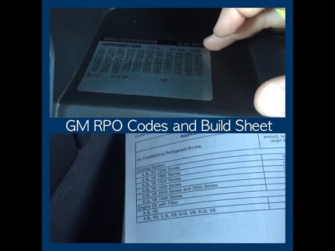 Reading GM RPO Glovebox Codes and Build Sheet