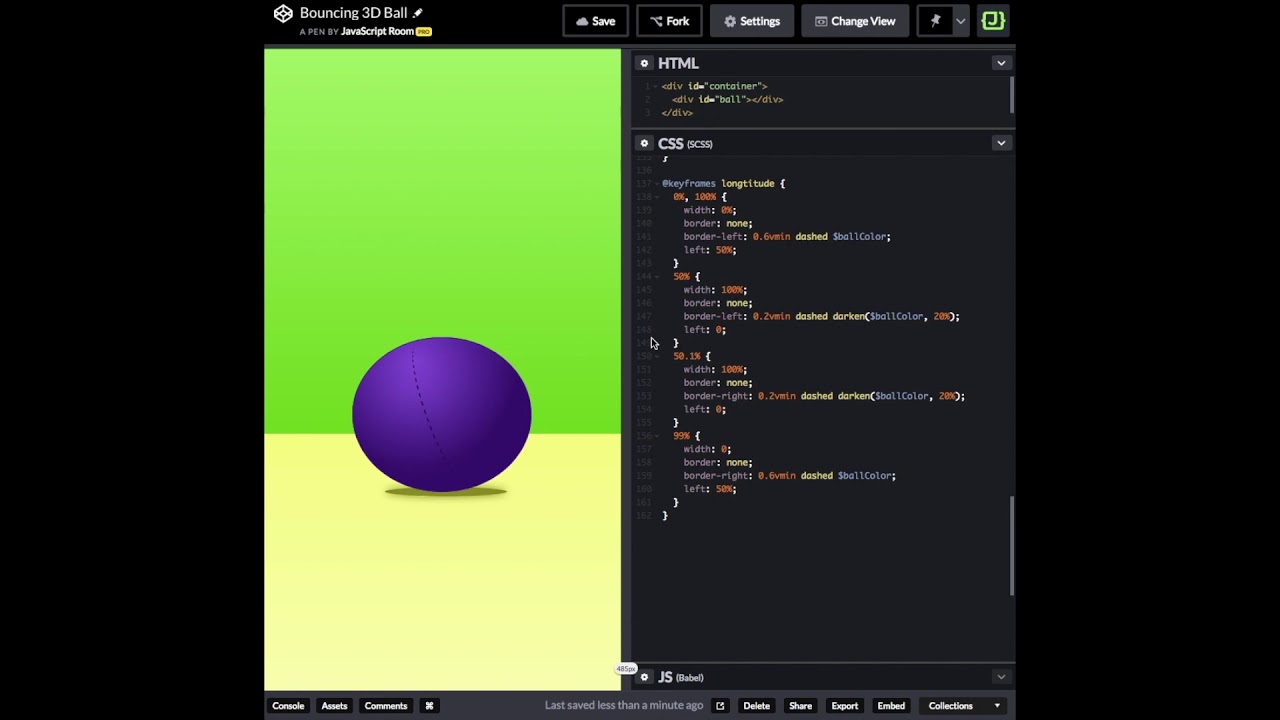 [HTML/CSS] Bouncing and rotating 3D ball