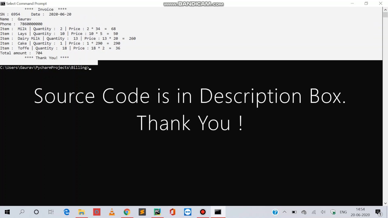 Basic Billing Program in Python | Python Basic Project |