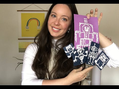 FREE art activity for kids: ROBOT LINE PRINTING "artsPlace Family Sunday"