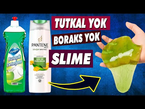 BULAŞIK DETERJANI VE ŞAMPUAN İLE SLIME NASIL YAPILIR - TUTKALSIZ - BORAKSSIZ - OYUNCAK HEDİYE TV