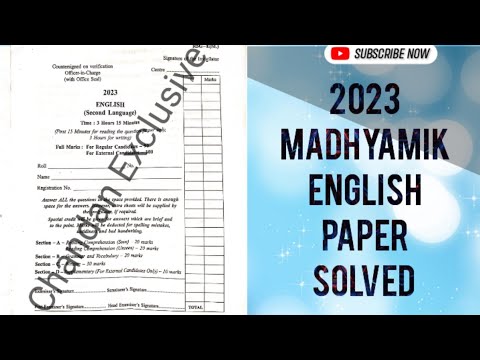MADHYAMIK ENGLISH QUESTION PAPER 2023 |WBBSE Madhyamik English solved Paper 2023#madhyamik #grammar