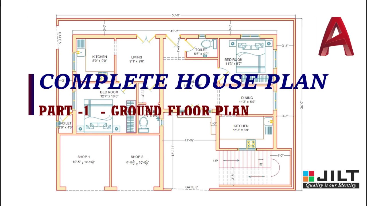 Ground Floor Plan Part - 1 ( Complete Dimensions )