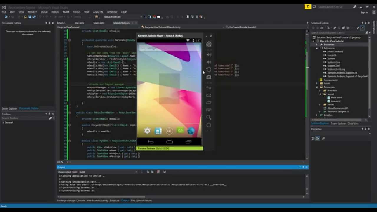 Xamarin Android Tutorial   23   Implementing A Recycler View With Material Design