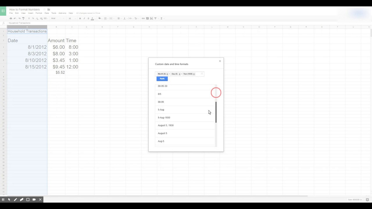 Google Sheets Number Formatting