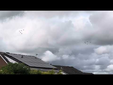 RAF Red Arrows over Rainhill Merseyside Landing at Liverpool John Lennon Airport LPL