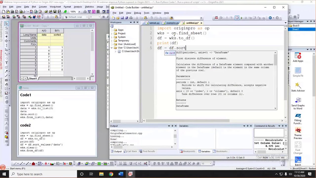 Python Improvements in Origin 2021