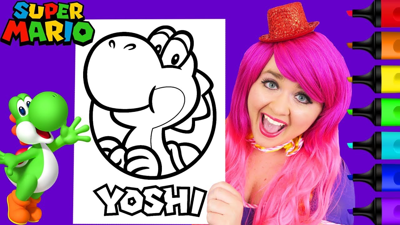 Coloring Yoshi Super Mario Nintendo Coloring Page Prismacolor Paint Markers | KiMMi THE CLOWN