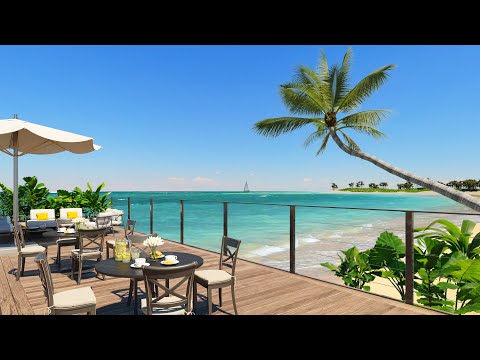Relaxing Jazz Music and Smooth Sea Waves to Relax in the Beach | Coffee Shop by the Sea
