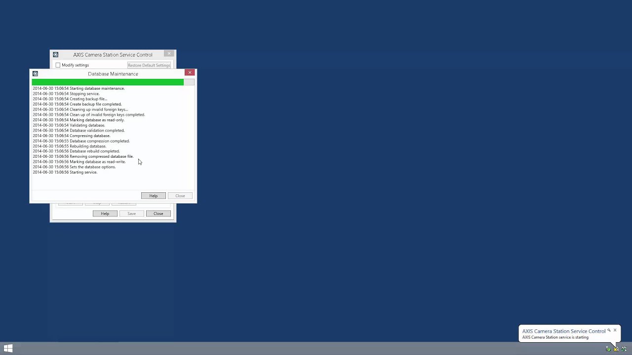 AXIS Camera Station - Database maintenance