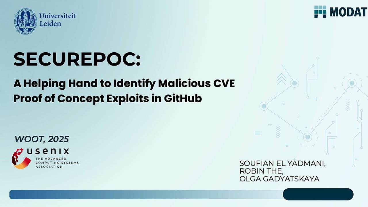 WOOT '25 - SecurePoC: A Helping Hand to Identify Malicious CVE Proof of Concept Exploits in GitHub