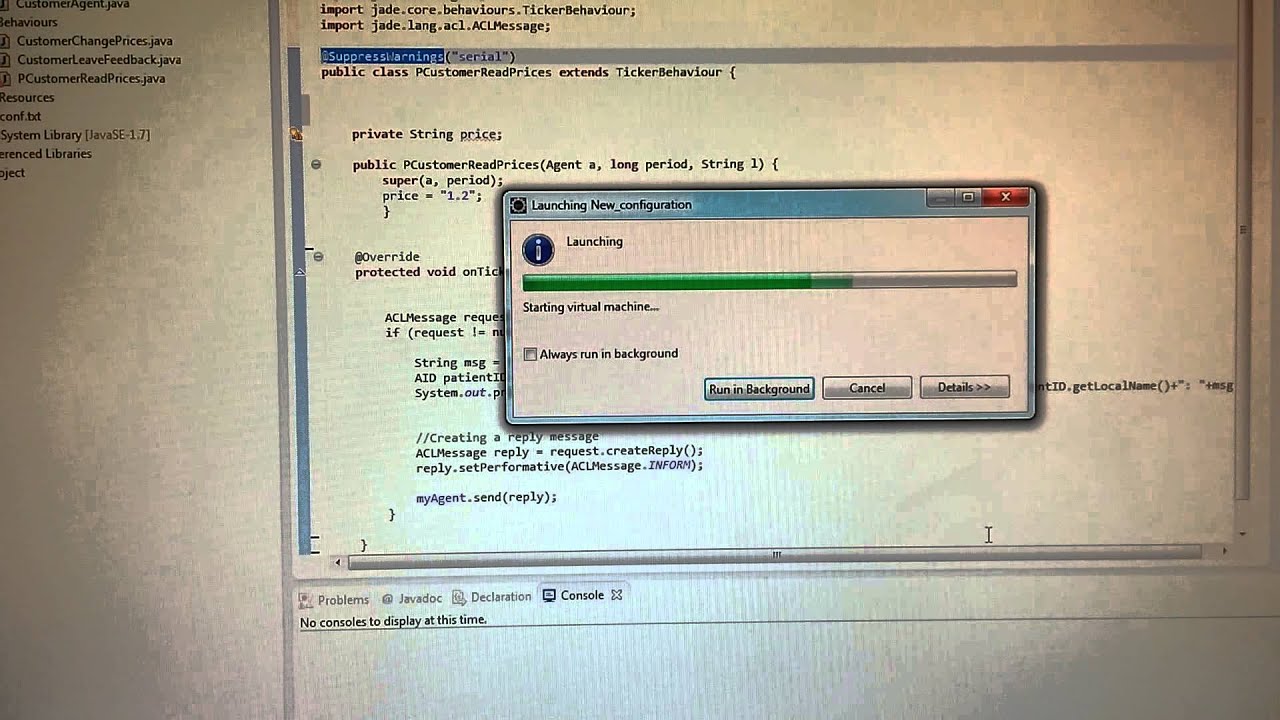 How to create agents in java eclipse with JADE