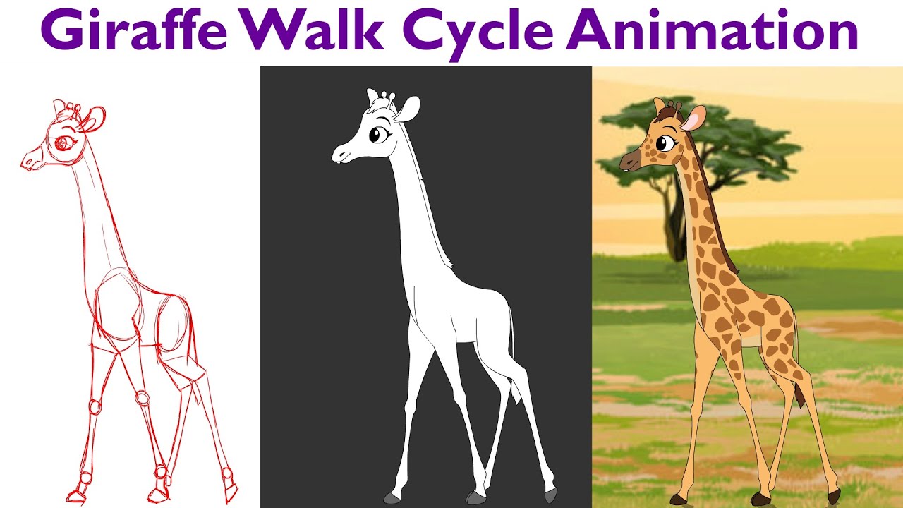 Giraffe walk Cycle Animation Step by Step