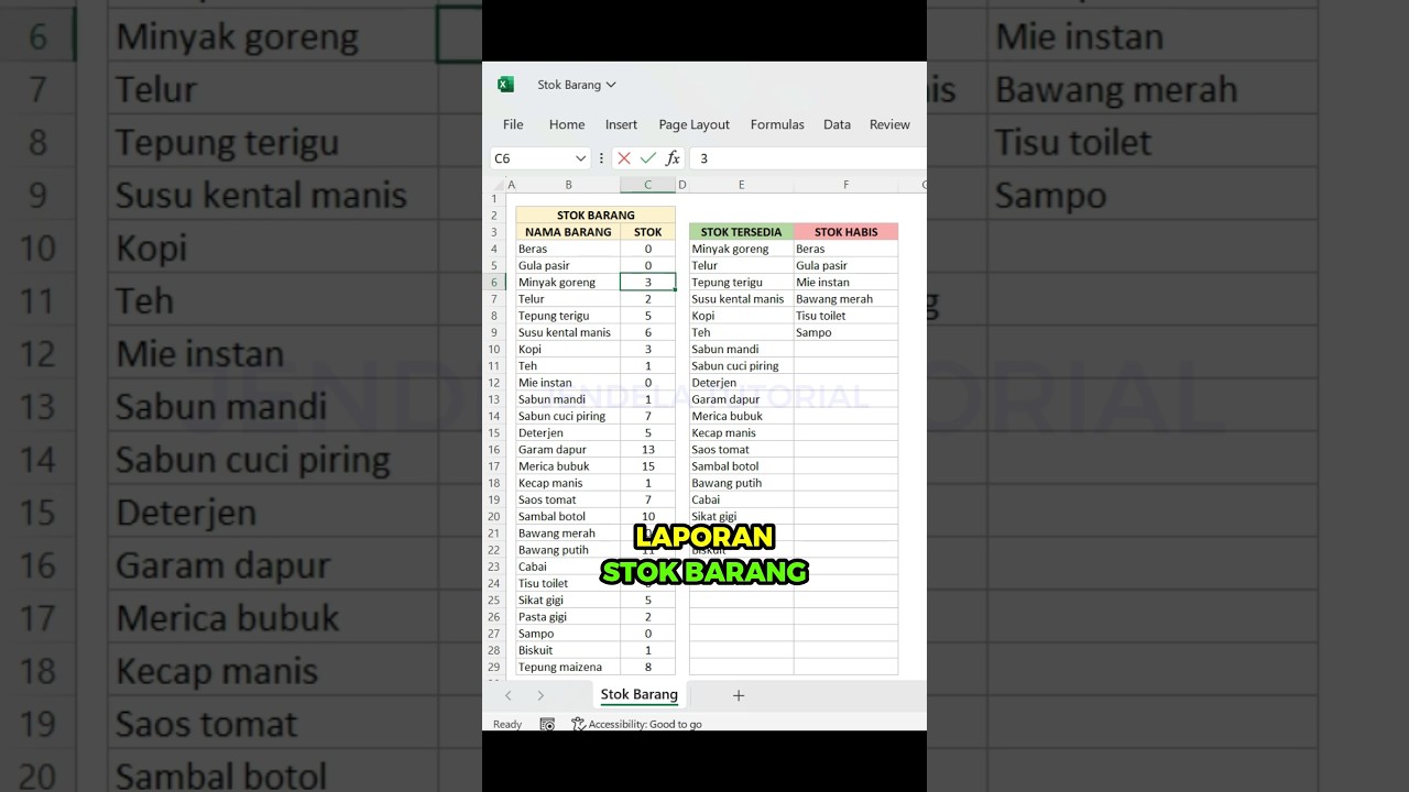 LAPORAN STOK BARANG DI EXCEL‼️ #belajarexcel #exceltips #excelhacks #exceltutorial #excel #microsoft