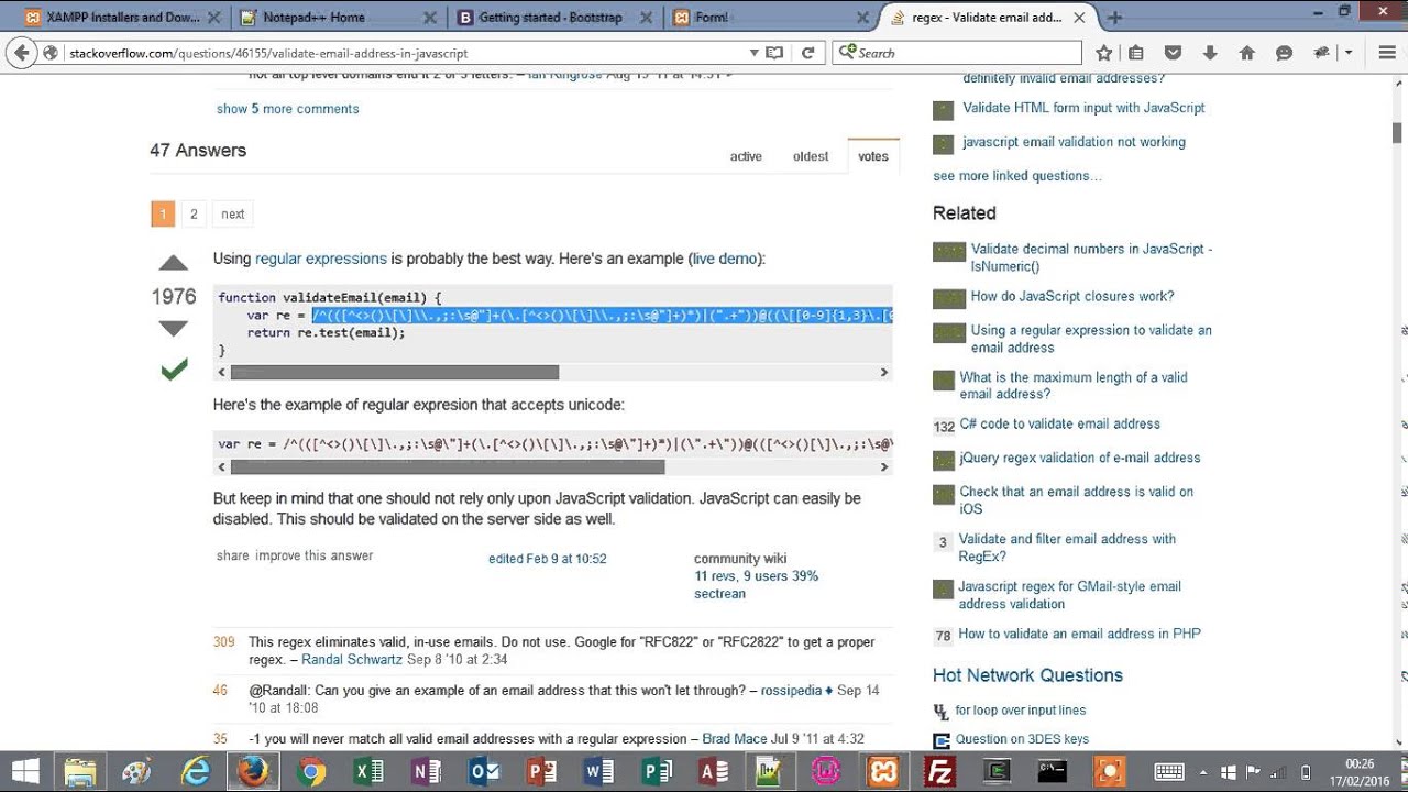 Tutorial 1 - Form Validation - Using  javaScript and PHP - Part 3/9 Email Validation