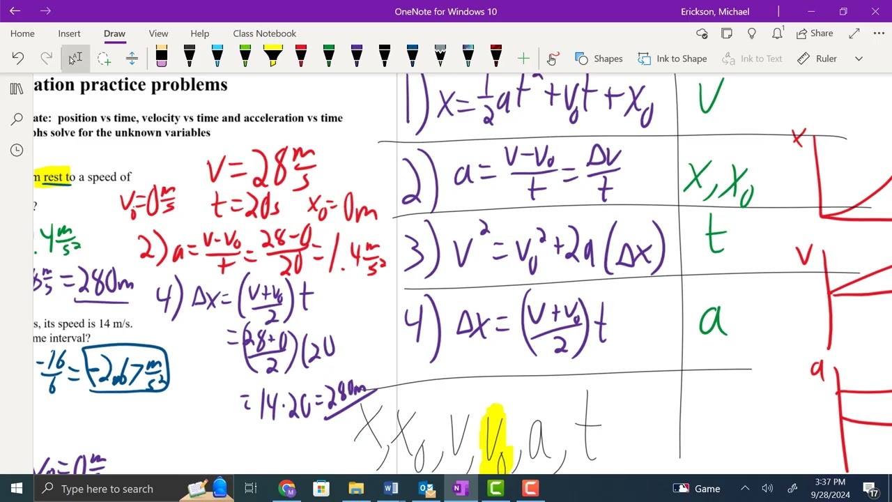 Constant Acceleration Worksheet 4 Part 2
