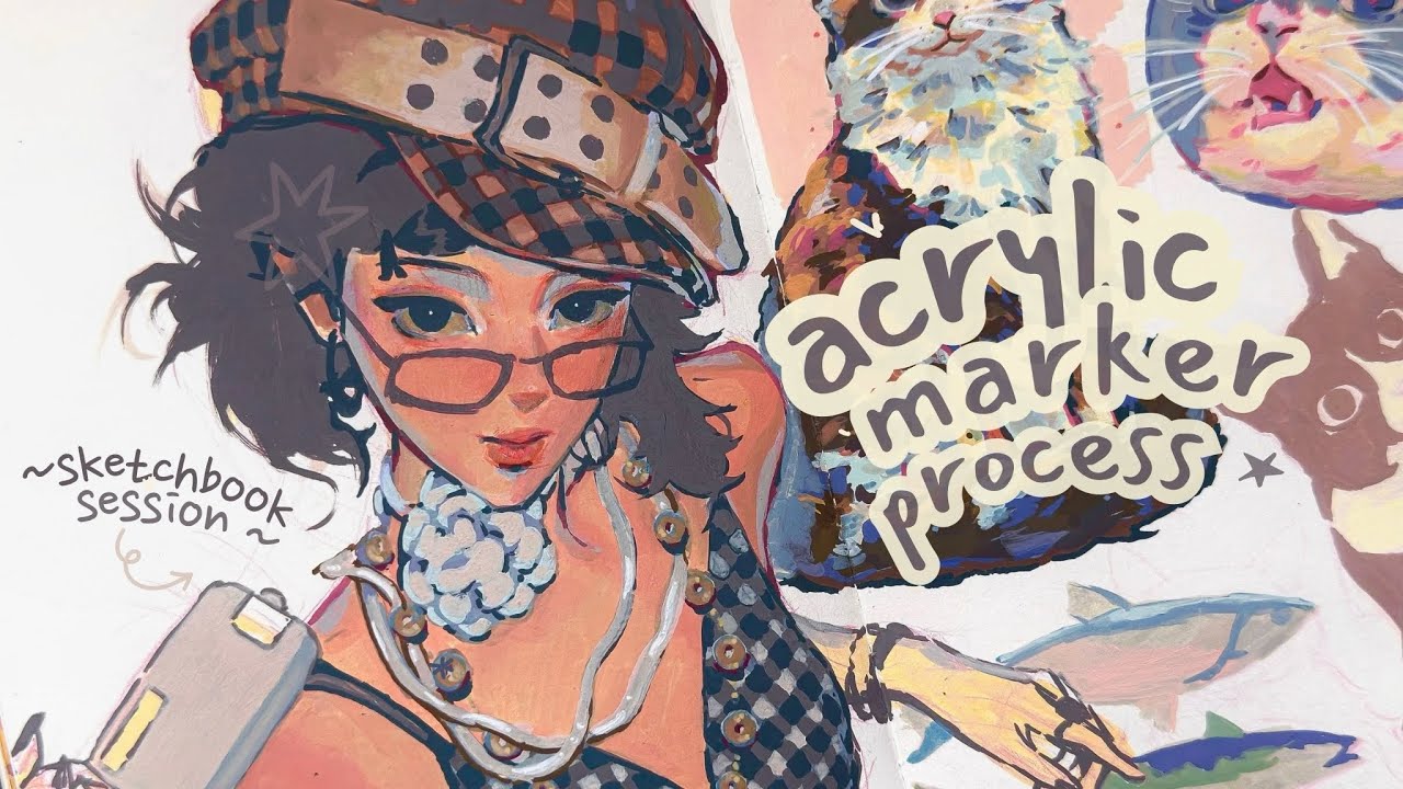 how i use acrylic markers ⟡⸝ sketchbook process ‧˚