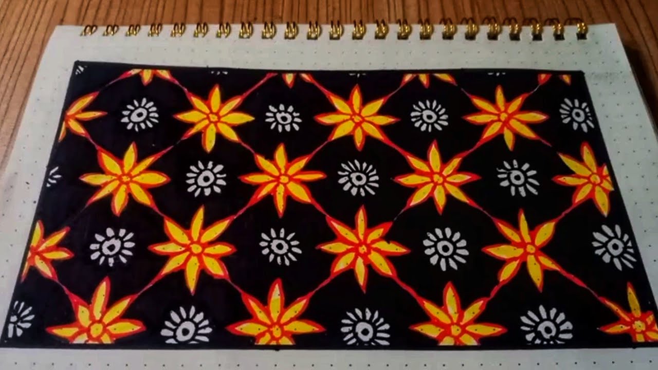 Cara menggambar BATIK TRUNTUM | Batik Bunga | flora Simple dan mudah