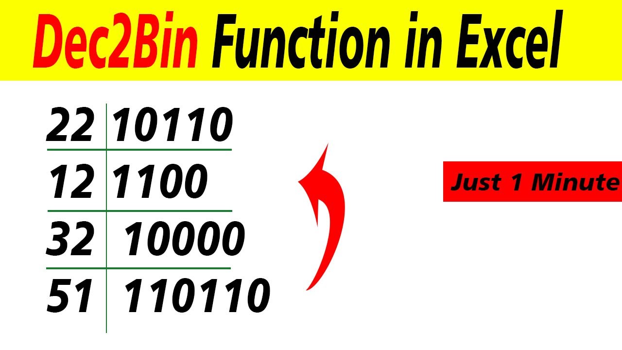 Dec2Bin Function in excel || Excel formula || Dec2Bin Formula in excel || Convert decimal to binary