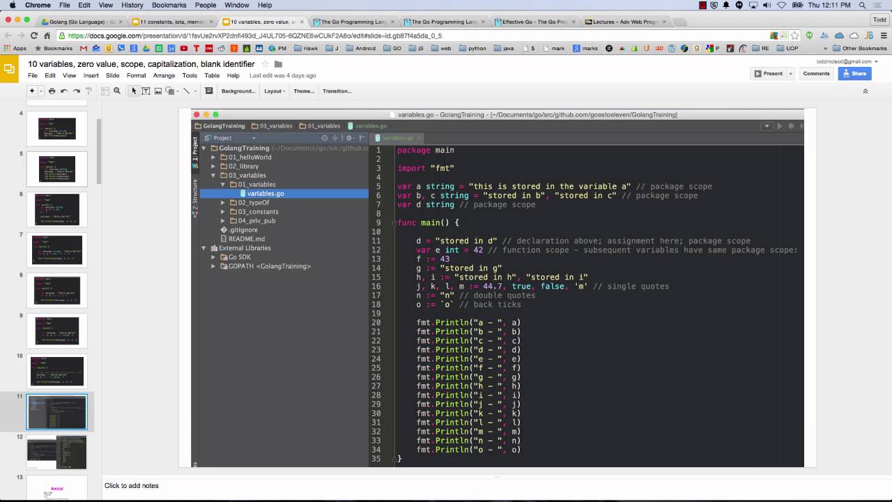 Golang variables and scope