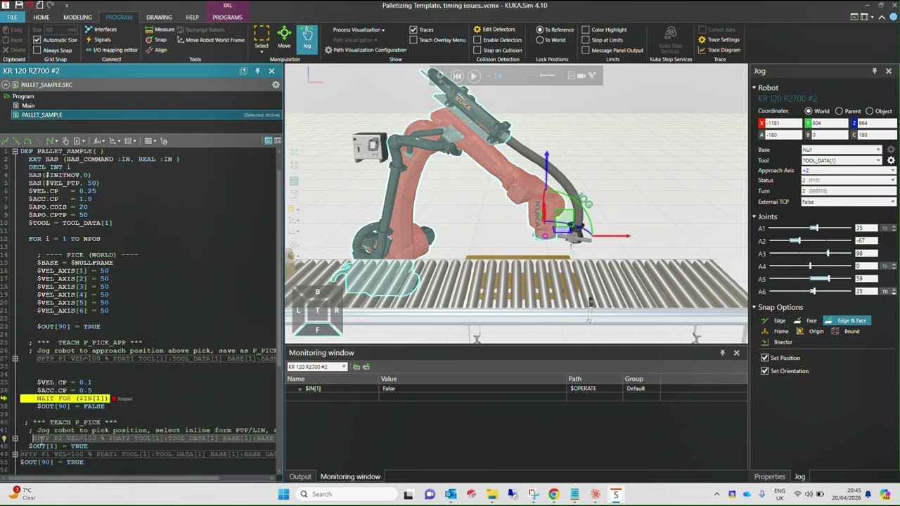 KUKA Palletizing Program Example (Generated in 10 Minutes, No Coding)