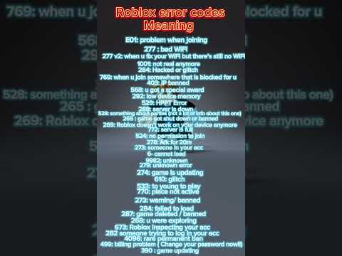 Roblox error codes meaning