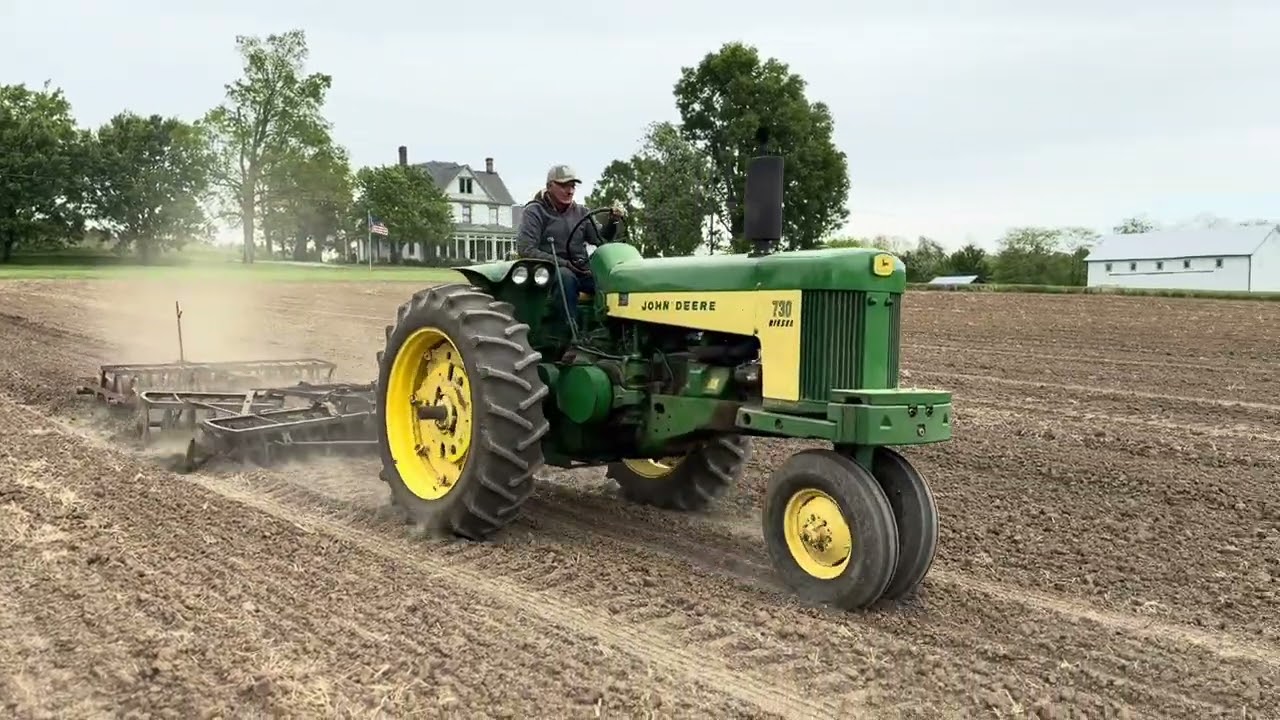 John Deere 730 Tractor Working Corn Ground 