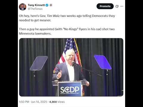 Gov. Tim Walz Encouraged Dems to be "Meaner" Two Weeks Before Two Minnesota Lawmakers Shot