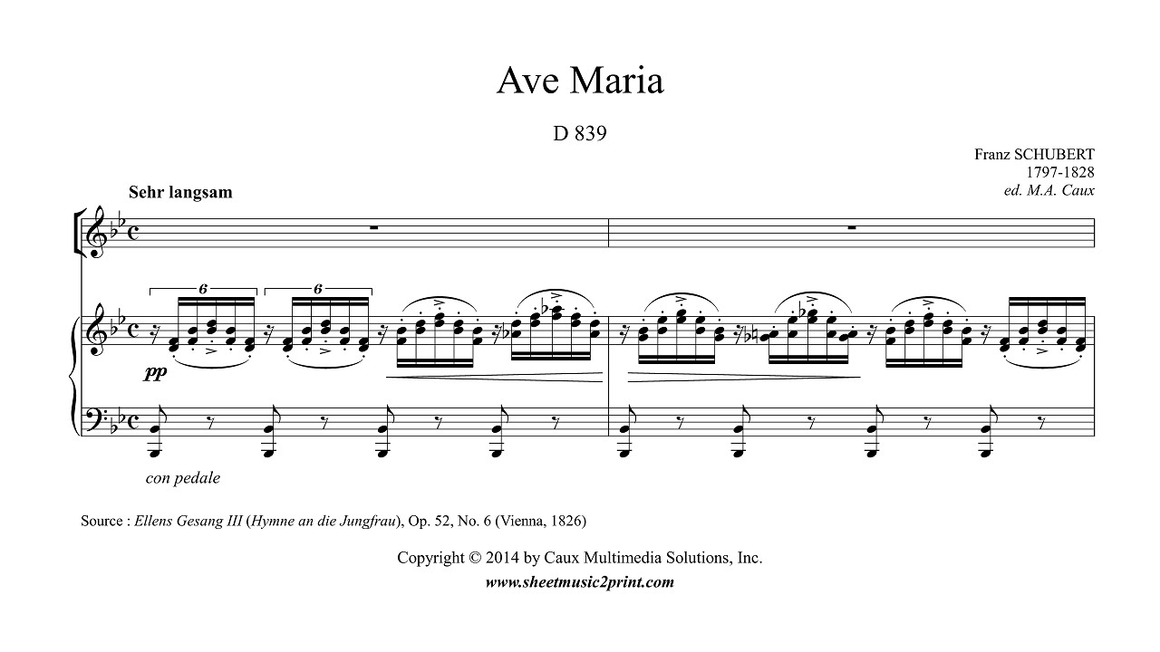 Schubert : Ave Maria D 839 - B flat Major