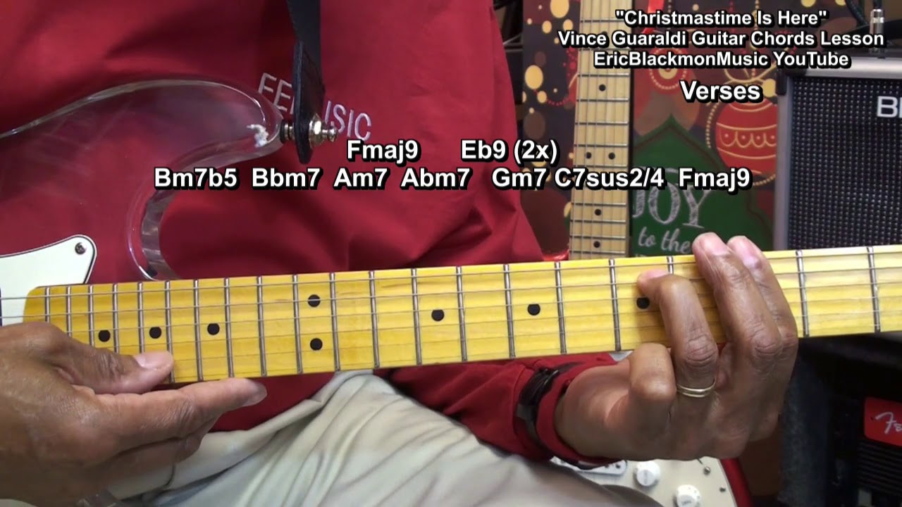 🎄 CHRISTMASTIME IS HERE Jazz Guitar Chords LESSON Vince Guaraldi Charlie Brown @EricBlackmonGuitar