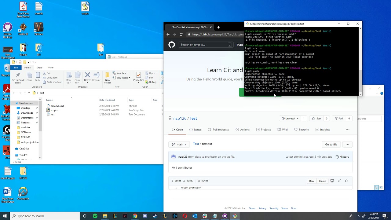 Traversing GitHub with GitBash/GitHub Desktop Client