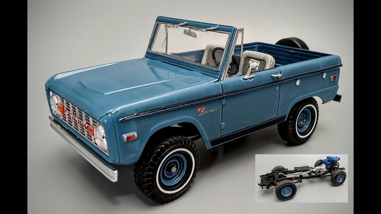 1969 Ford Bronco Half Cab 4x4 302 5.0 1/25 Scale Model Kit Build How To Assemble Paint Frame Engine