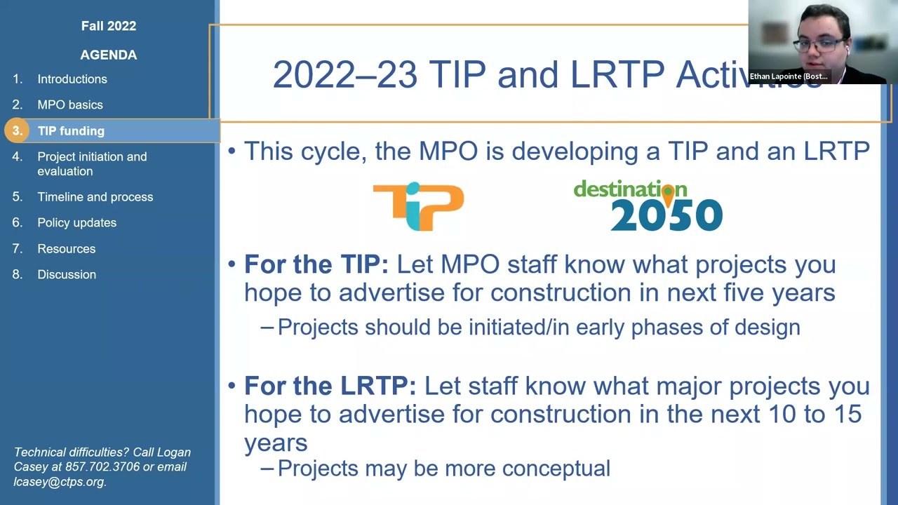 Transportation Improvement Program (TIP) How-To Presentation: November 15, 2022