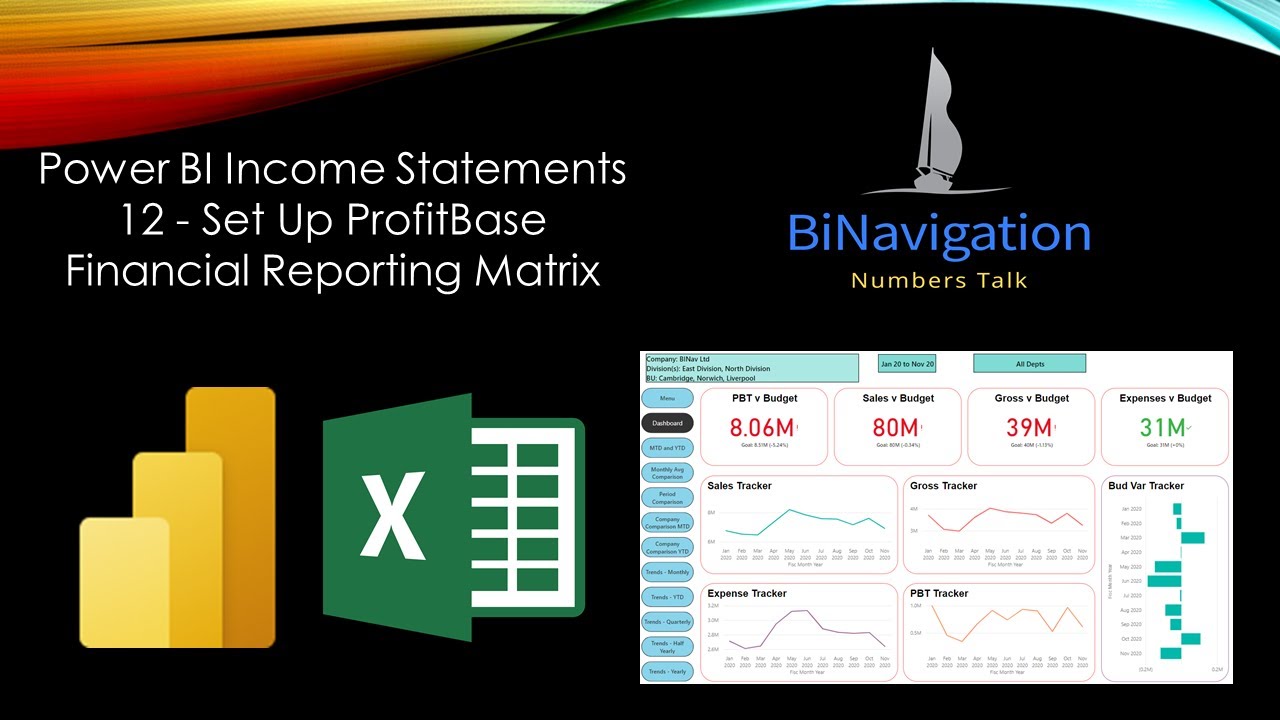 Power BI Income Statements 12 - Set Up ProfitBase Financial Reporting Matrix