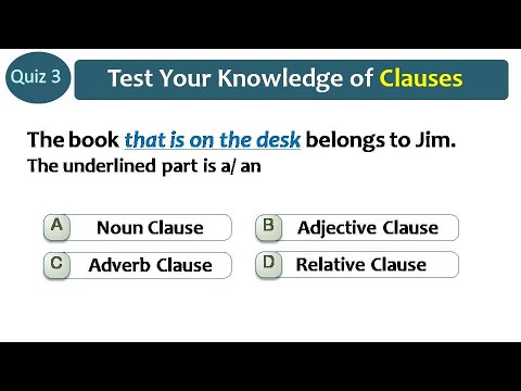 Quiz on all types of Clauses | Quiz on Clauses by Quality Education | Learn and practice Clauses