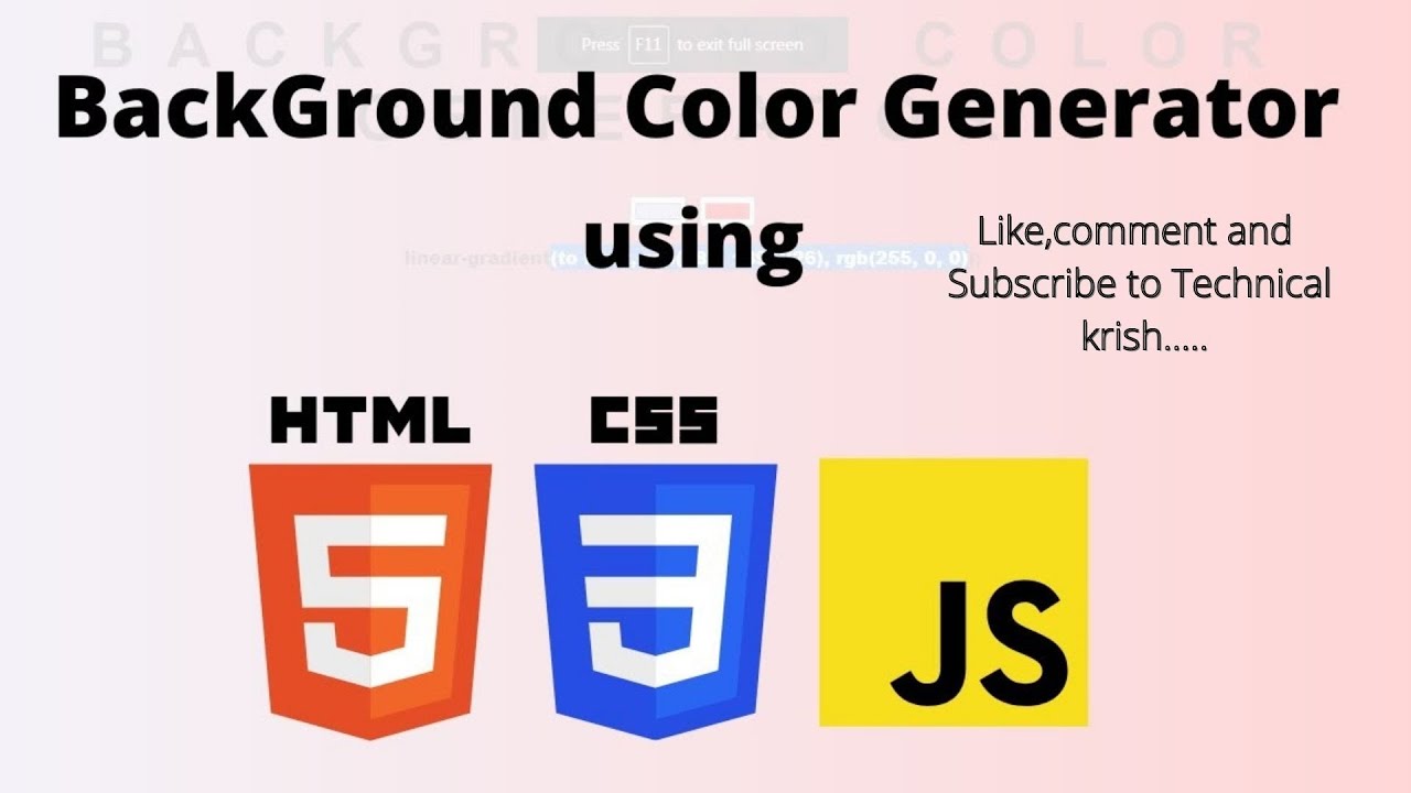 How to Make random Background Color Generator using HTML , CSS and Javascript...
