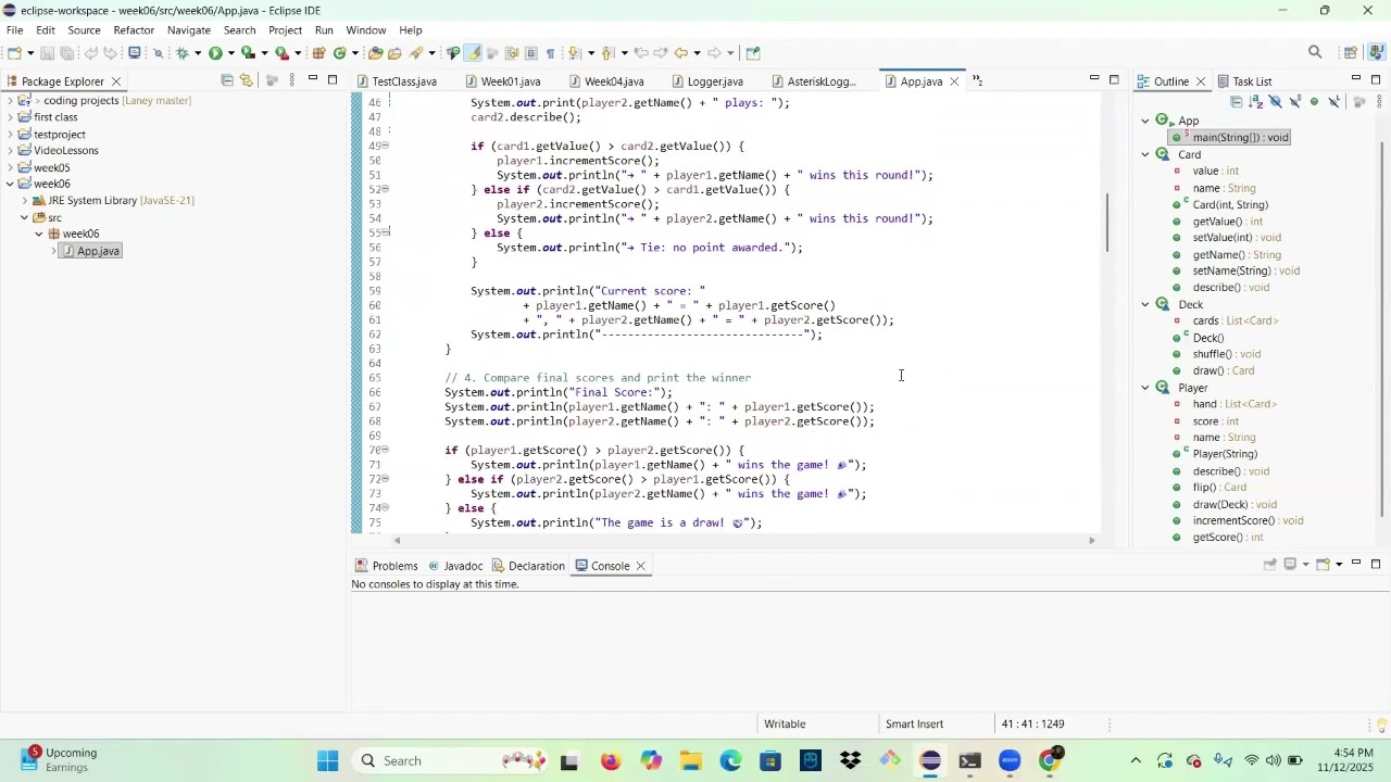 War Card Game – Java Final Project (Week 6 | BE | Quickstart)