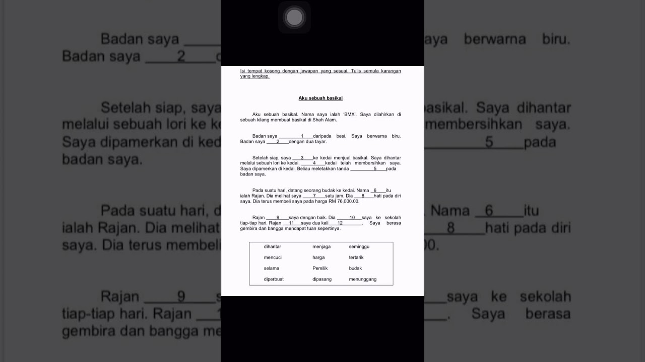 Karangan: Aku Sebuah Basikal