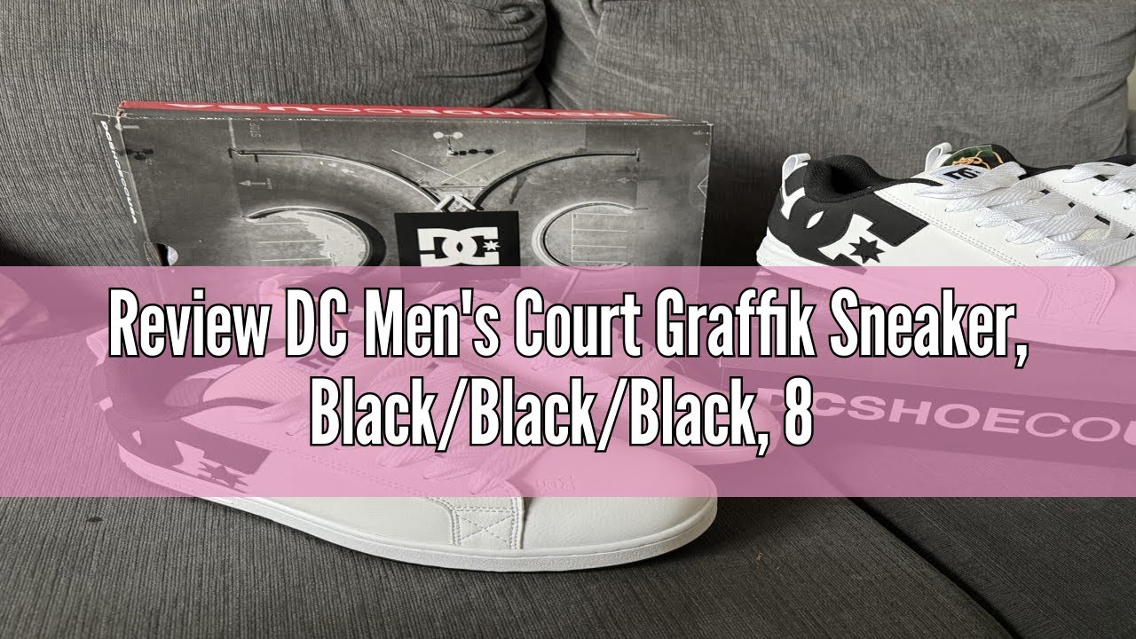 Review DC Men's Court Graffik Sneaker, Black/Black/Black, 8 M US