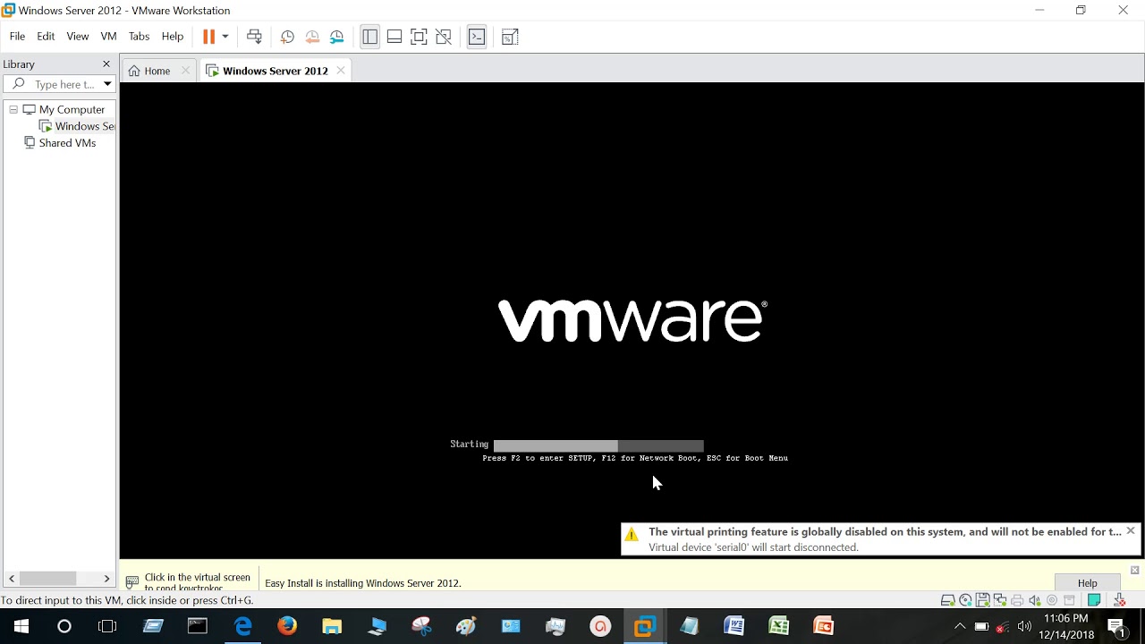 Install Windows Server 2012 with VMware Workstation.Windows Server 2012