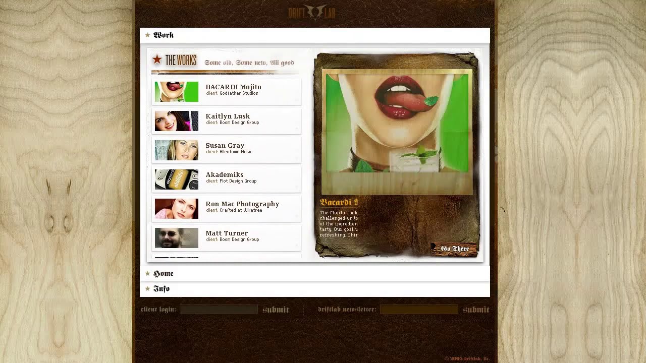 Driftlab flash website in 2005